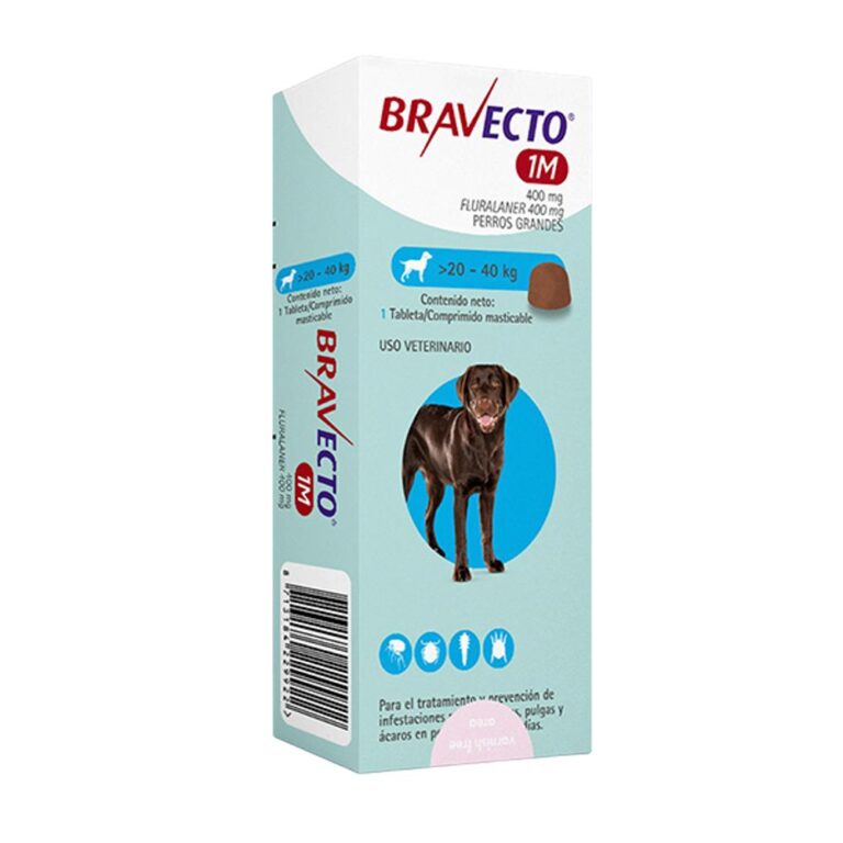 Bravecto 1M Antipulgas Perros Grandes 400mg (20-40kg) Proteccion 37 Dias | Clinica Veterinaria ...